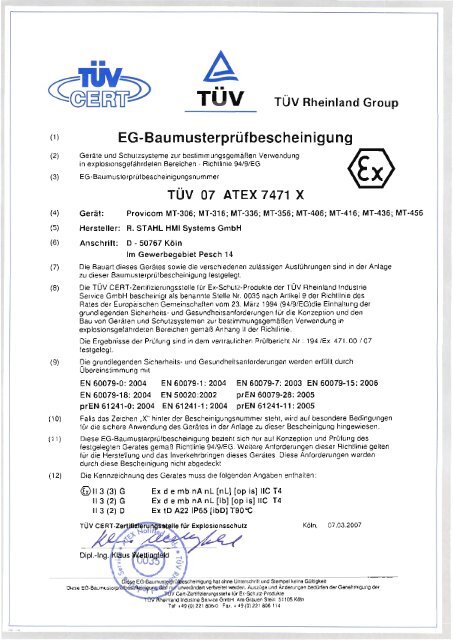 TÜV 07 ATEX 7471 x - r. stahl