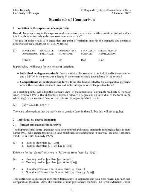 Standards of Comparison - Syntax, Semantics and Pragmatics at ...