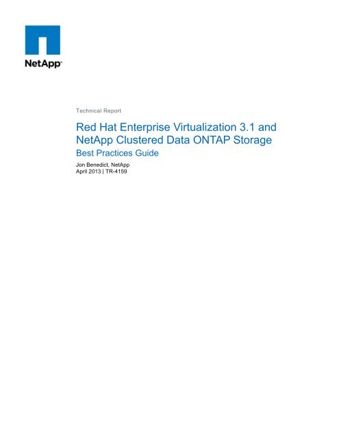 Red Hat Enterprise Virtualization 3.1 and NetApp Clustered Data ONTAP ...