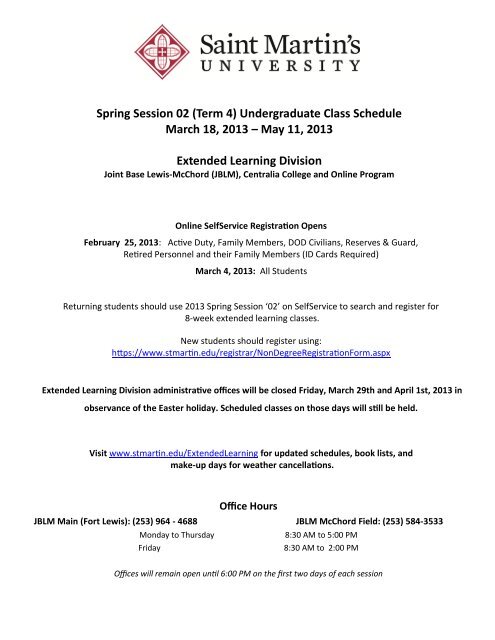 Spring Session 02 (Term 4) - Saint Martin's University