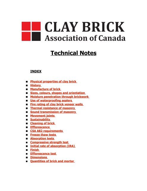 CBAC – Tech Note - Clay Brick Association of Canada