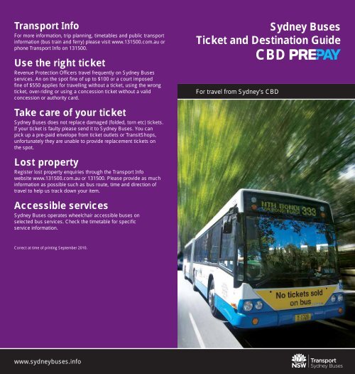 CBD Ticket And Destination Guide Sydney Buses