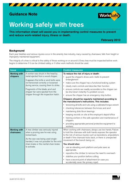 Working safely with trees (PDF 262kb) - WorkSafe Victoria
