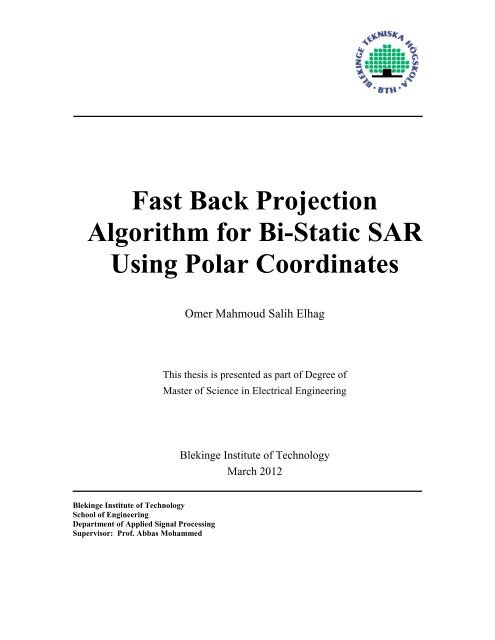 Fast Back Projection Algorithm For Bi Static Sar Using Polar