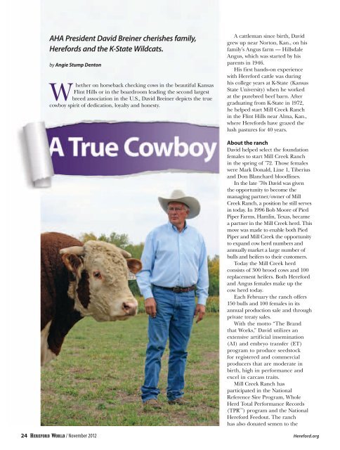 AHA President David Breiner cherishes family, Herefords and the K ...