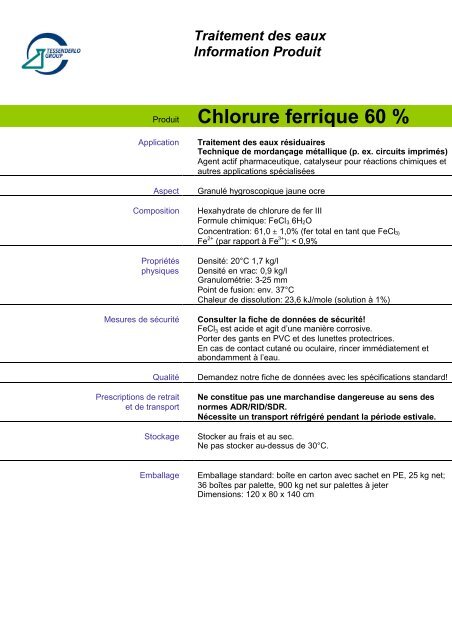 Chlorure ferrique 60 % - Tessenderlo Schweiz AG