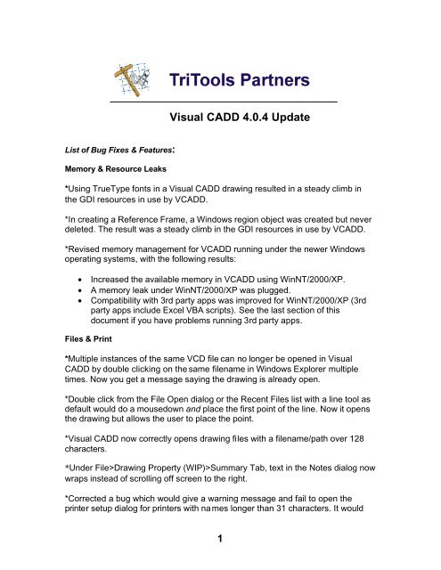 Visual CADD 4.0.4 Update