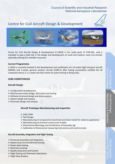 Centre for Civil Aircraft Design & Development - National Aerospace ...