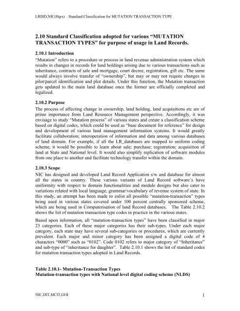 MUTATION TRANSACTION TYPES - Department of Land Resources