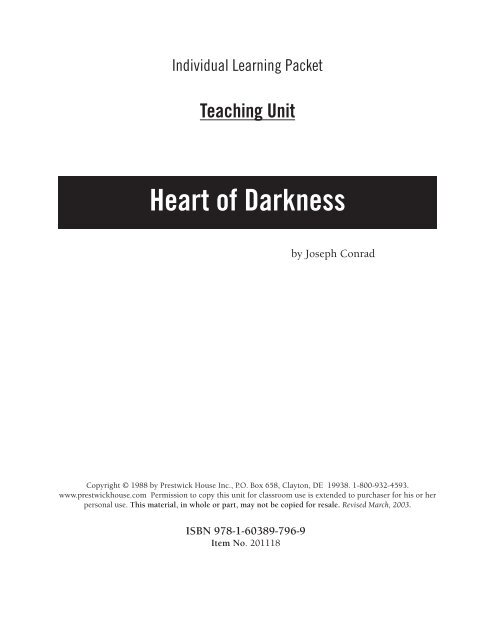 Heart of Darkness - Teaching Unit: Sample Pages - Prestwick House