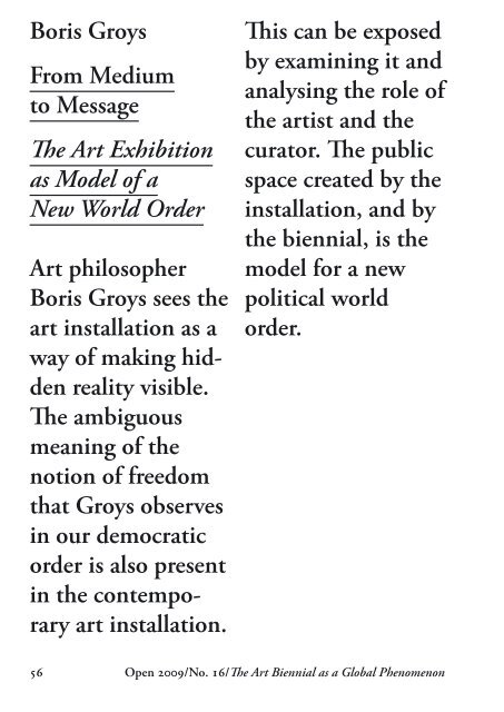 Boris Groys From Medium to Message The Art Exhibition as ... - SKOR