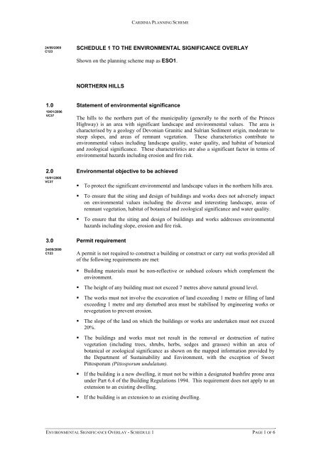 environmental significance overlay - schedule 1 - Victoria's Planning ...