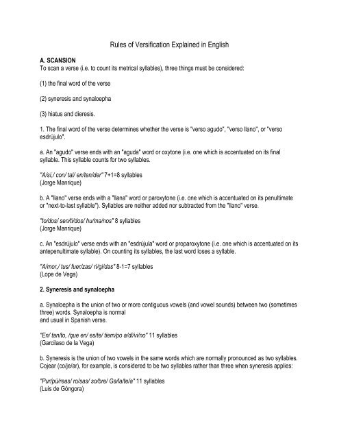 Rules of Versification Explained in English - dsusd