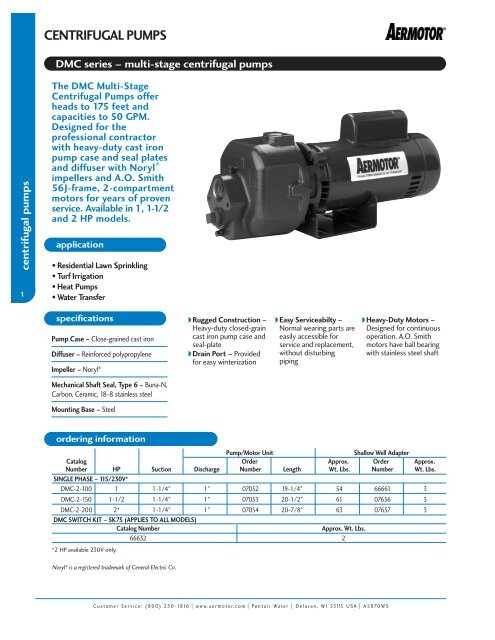 CENTRIFUGAL PUMPS - Aermotor