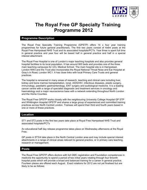 Bloomsbury/Royal Free GP Training Scheme - London Deanery