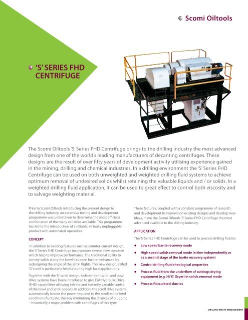 'S' SERIES FHD CENTRIFUGE - Scomi