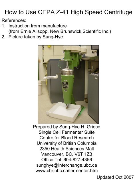 How to Use CEPA Z-41 High Speed Centrifuge - Centre for Blood ...