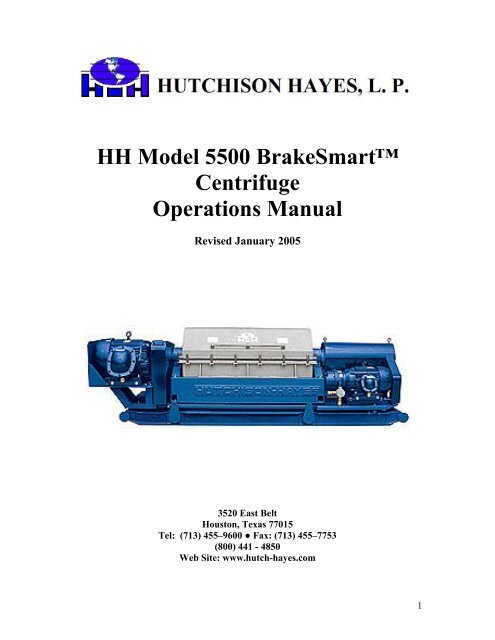 HH Model 5500 BrakeSmart™ Centrifuge ... - Hutchison Hayes