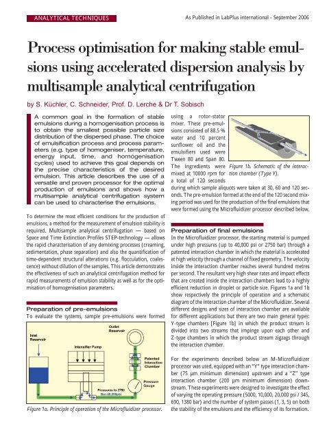 Process optimisation for making stable emul ... - Labint-online.com