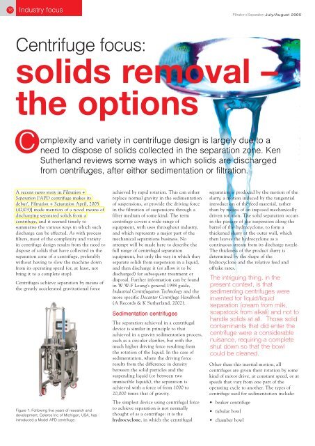 solids removal – the options - Celeros Separations
