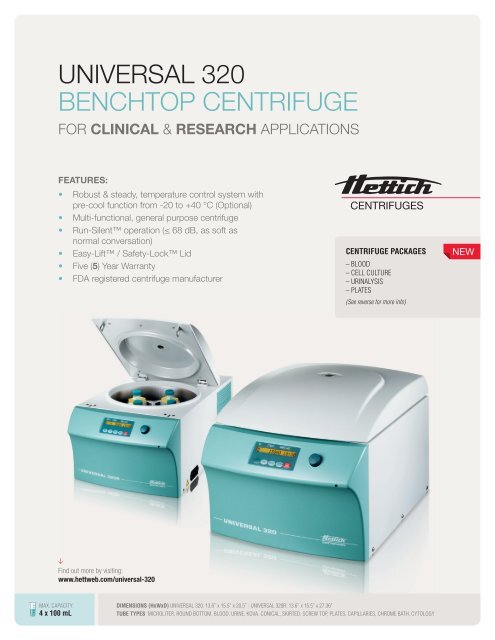 UNIVERSAL 320 BENCHTOP CENTRIFUGE - Hettich