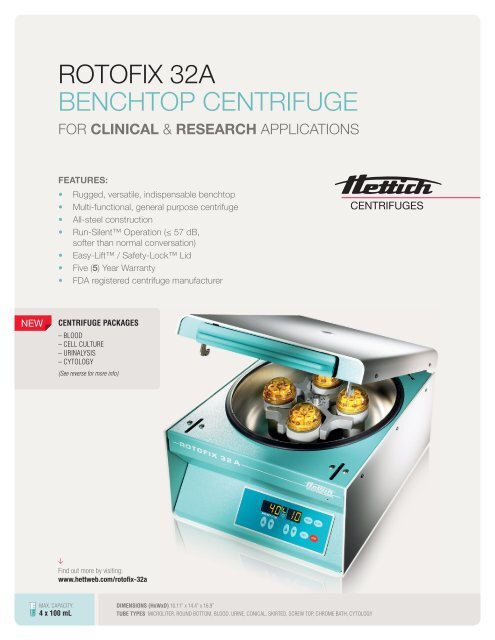 ROTOFIX 32A BENCHTOP CENTRIFUGE - Hettich
