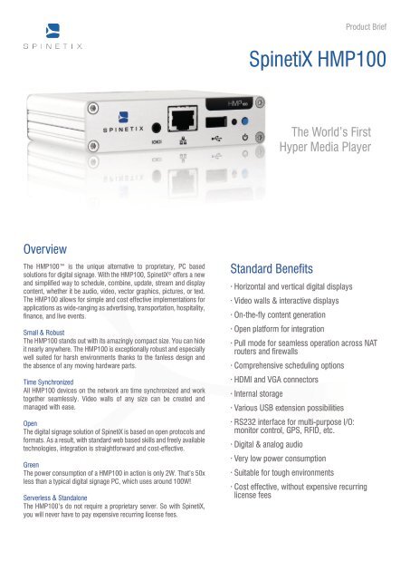 SpinetiX HMP100 Product Brief