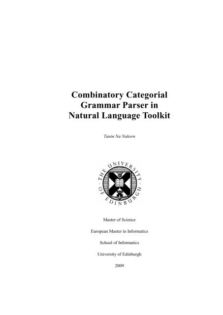 Combinatory Categorial Grammar Parser In Natural Language Toolkit