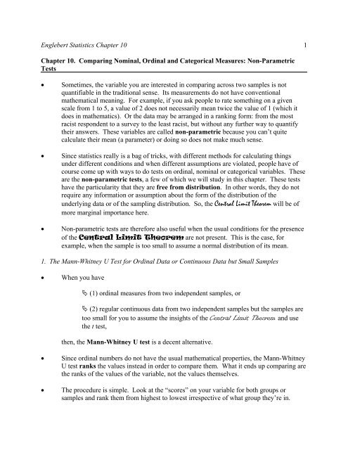 Chapter 9: Comparing Nominal, Ordinal and Categorical Measures ...