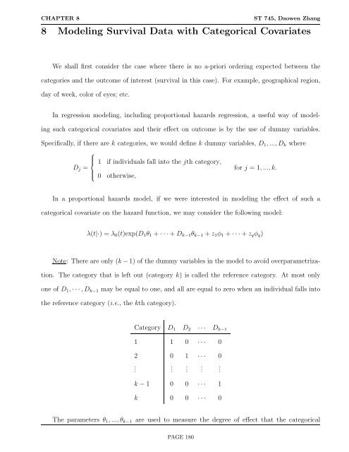 8 Modeling Survival Data with Categorical ... - NCSU Statistics