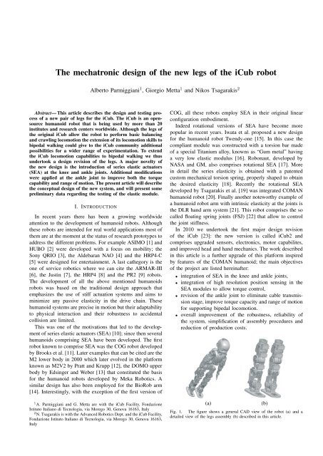 The mechatronic design of the new legs of the iCub ... - Giorgio Metta