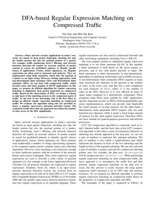 DFA-based Regular Expression Matching on Compressed Traffic