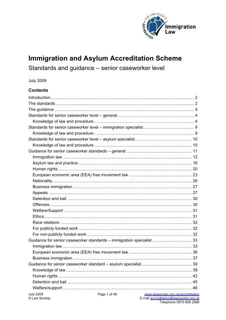 Immigration and Asylum Accreditation Scheme: standards and ... - Clt