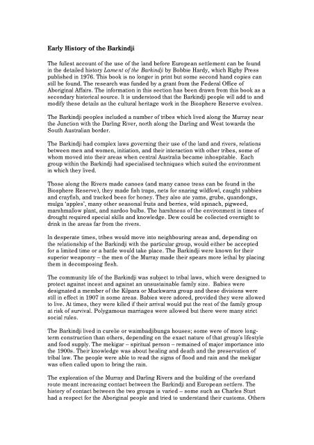 Early History of the Barkindji PDF