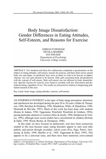 Body Image Dissatisfaction: Gender Differences in Eating Attitudes ...