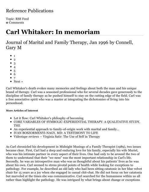 Carl Whitaker: In memoriam