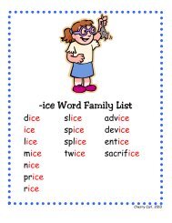 -ill Word Family List - Carl's Corner