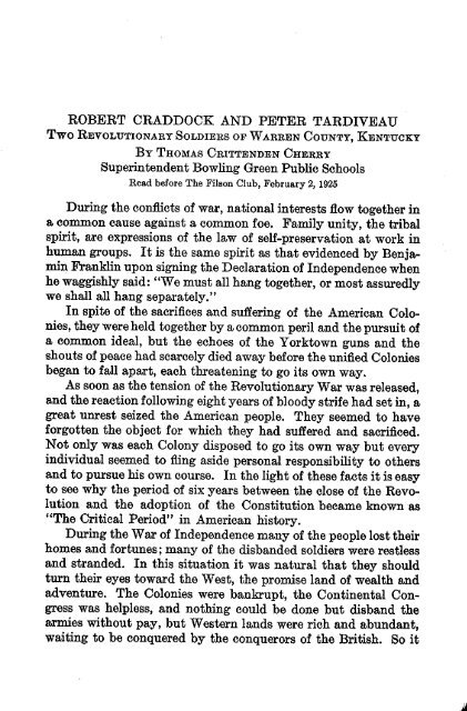 Robert Craddock and Peter Tardiveau - The Filson Historical Society