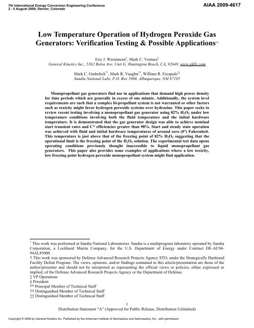 Low Temperature Operation Hydrogen Peroxide Gas Generators ...