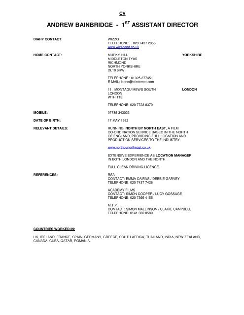 ST ANDREW BAINBRIDGE – 1 ASSISTANT DIRECTOR - Wizzo & Co