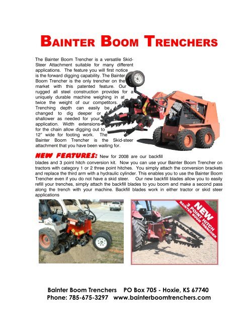 The Bainter Boom Trencher is a versatile - Forward Digging Trencher