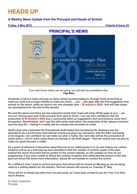 HEADS UP - St Andrew's School