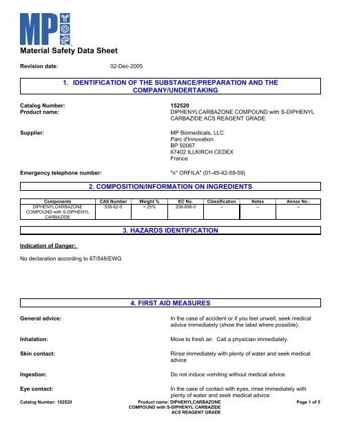 Material Safety Data Sheet - MP Biomedicals