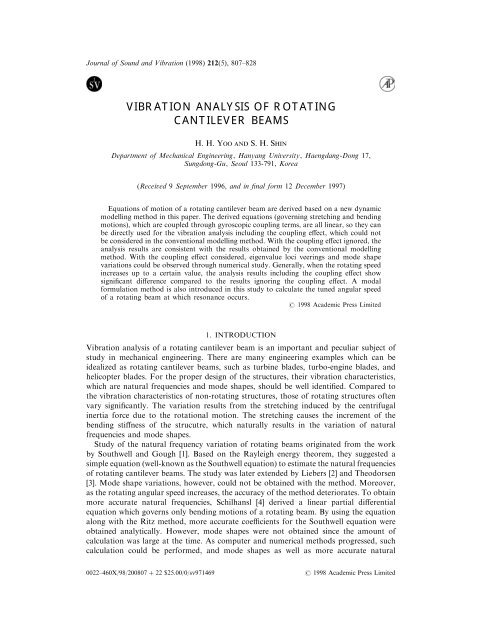 Vibration Analysis of Rotating Cantilever Beams