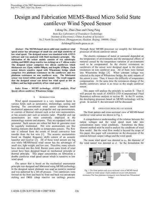 Design And Fabrication Mems Based Micro Solid State Cantilever