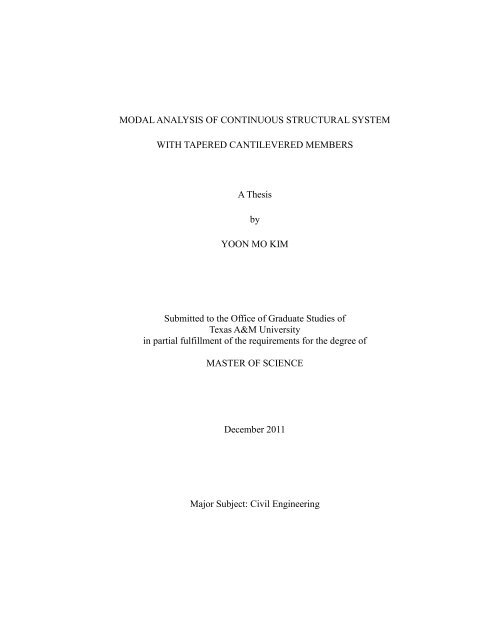 MODAL ANALYSIS OF CONTINUOUS STRUCTURAL SYSTEM ...