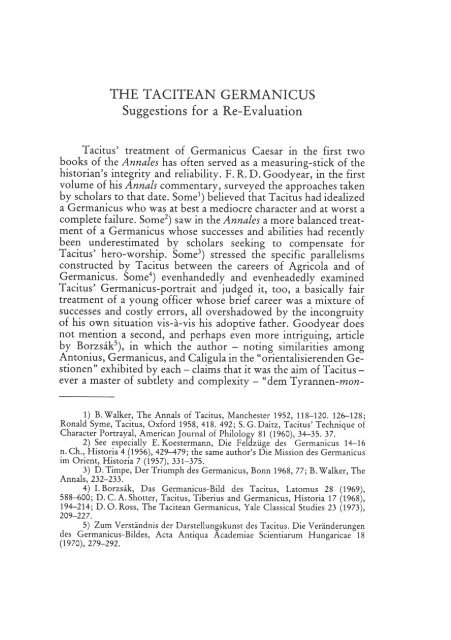 THE TACITEAN GERMANICUS