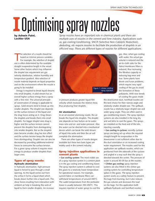 Types of spray nozzle: Spray injection applications in cement plants ...