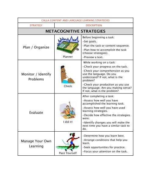 METACOGNITIVE STRATEGIES