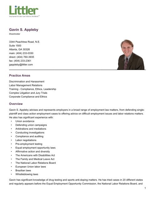 Gavin S. Appleby - Littler Mendelson